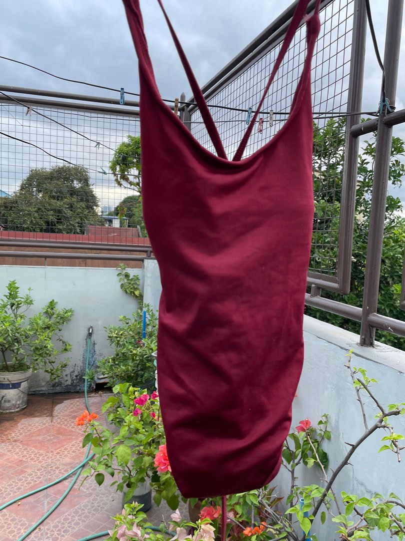 Maroon one-piece swimsuit, Women's Fashion, Swimwear, Bikinis ...