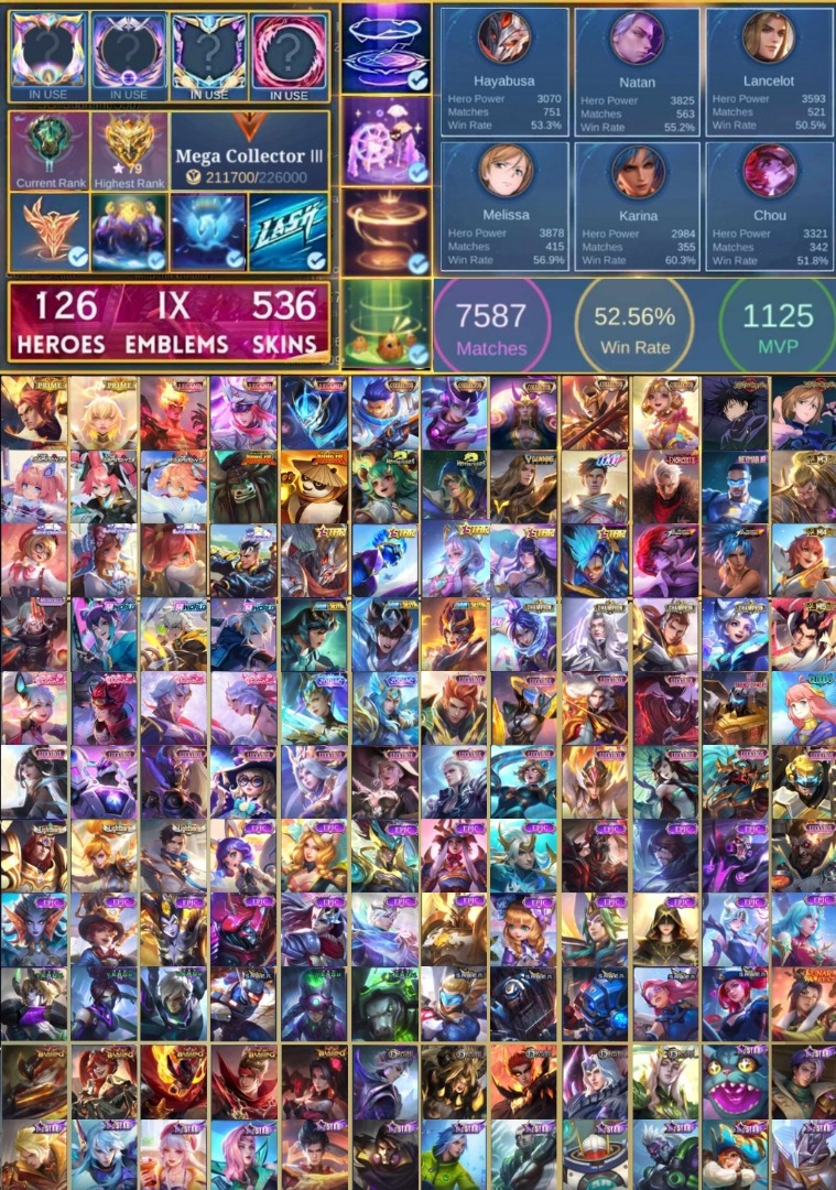 MEGA COLLECTOR MLBB Account, Video Gaming, Gaming Accessories, Game ...