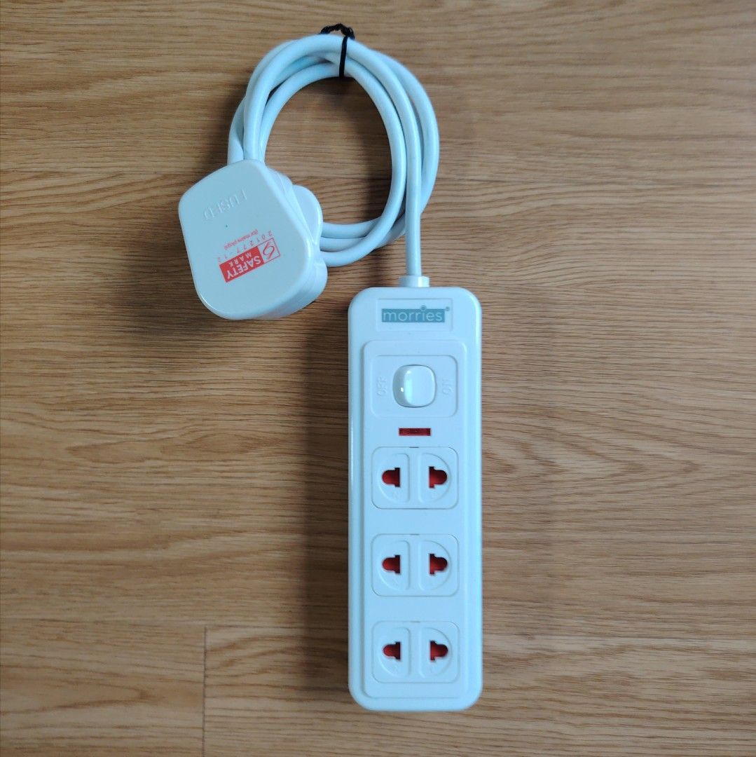 Morries 3 Way 2 Pin Extension Cord With Switch 80cm, TV & Home ...