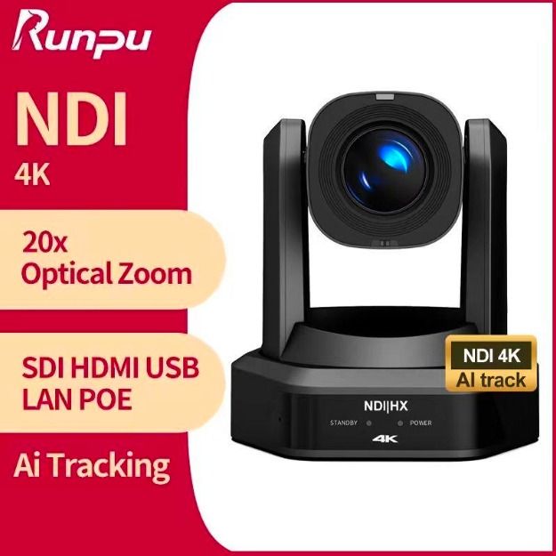 4K PTZ NDI Camera 60fps 20X Optical Zoom AI Auto Tracking with PoE HDMI ...