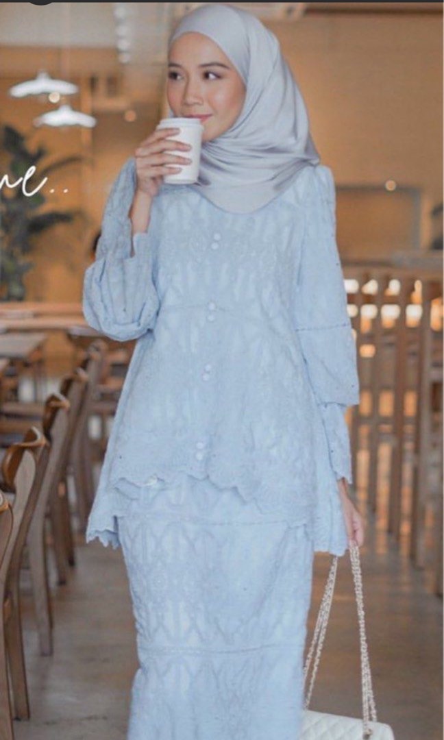 NURIN XS MINIMALACE LIGHT BLUE, Women's Fashion, Muslimah Fashion, Baju ...