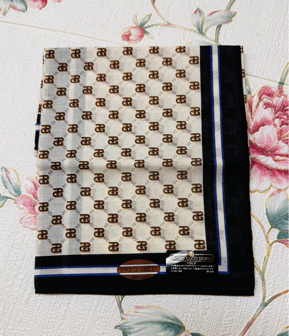Paolo Gucci Monogram Handkerchief, Men's Fashion, Watches & Accessories ...