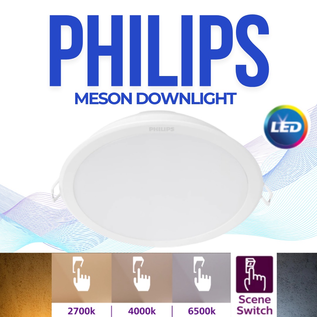 Philips Meson Scene Switch LED Downlight Tri-Color 3Tone Round ...