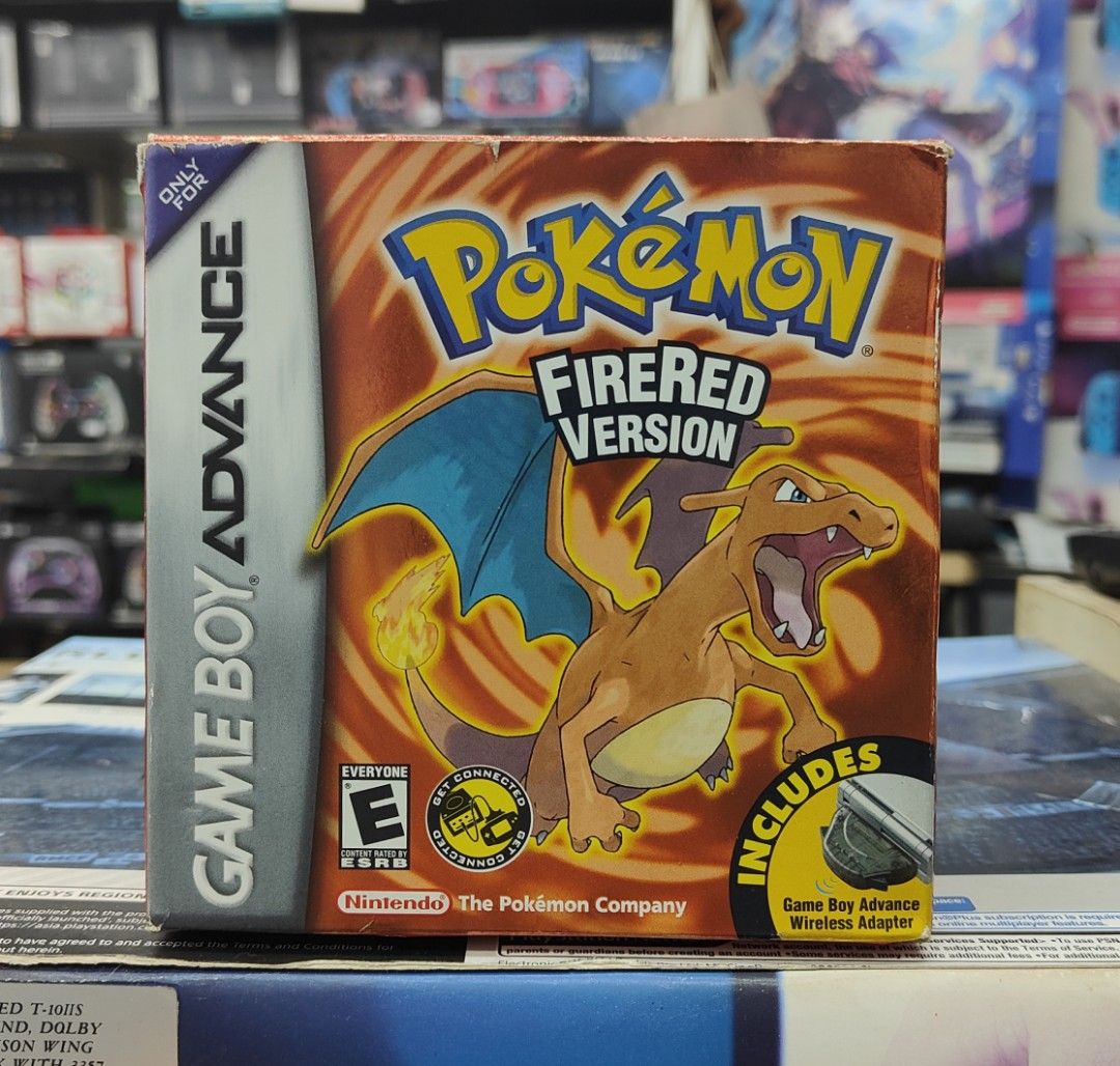 Pokemon Fire Red Version Includes Wireless Adapter GBA Game Boy Advance ...