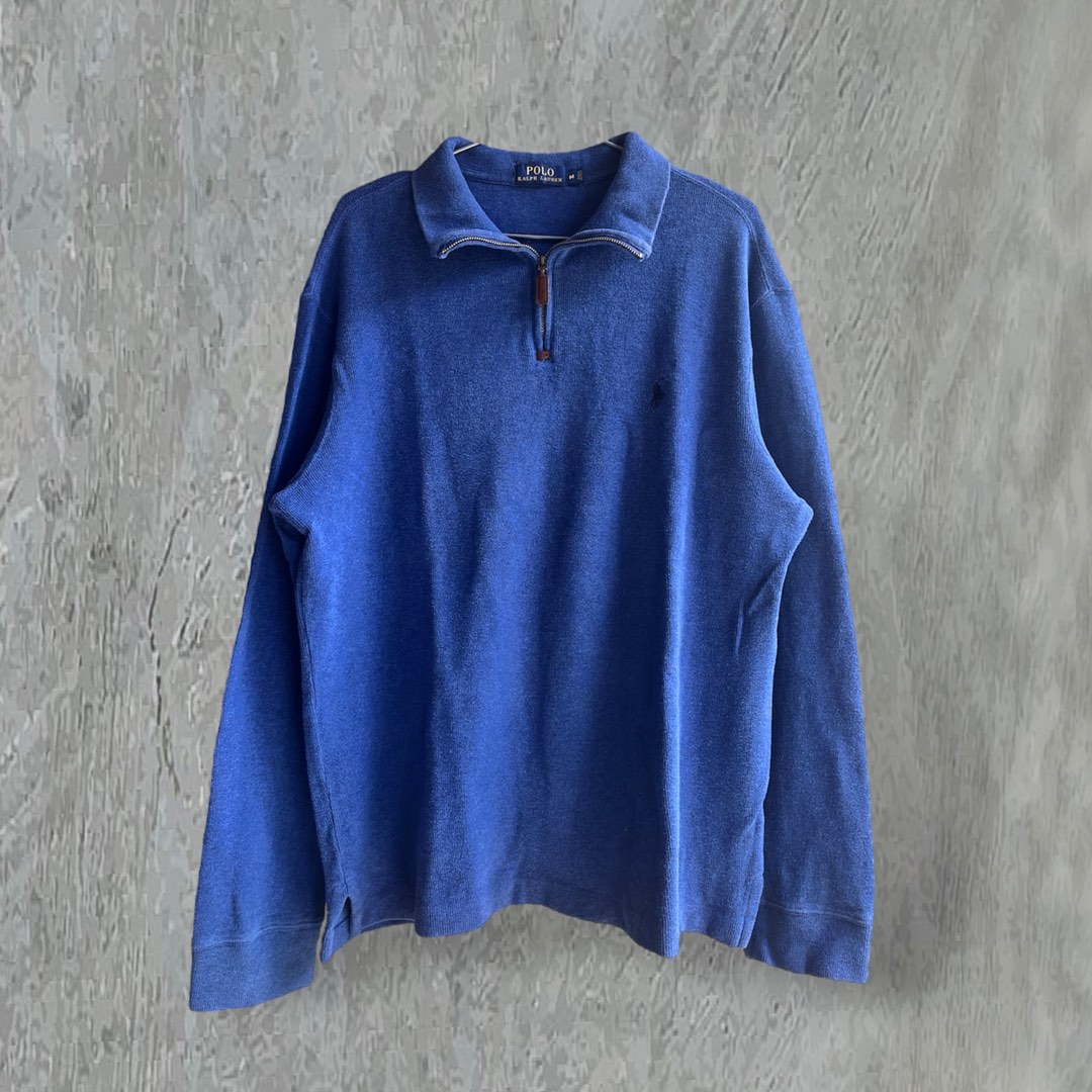 Ralph Lauren RL Quarter Half 1/4 Zip Qzip Cardigan Sweater Royal Blue ...