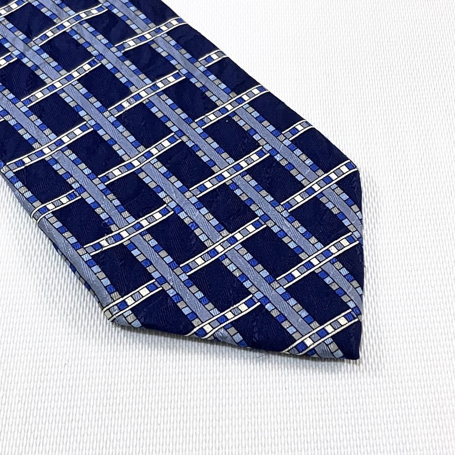 Renoma Navy Blue Neck Tie with Stained Glass Inspired Border Pattern ...