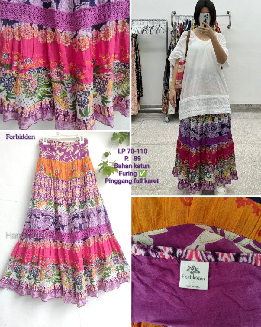 ROK UMPAK MIX CROCHET BOHEMIAN Y2K FAIRYCORE TIERED SKIRT GRUNGE RARE ...