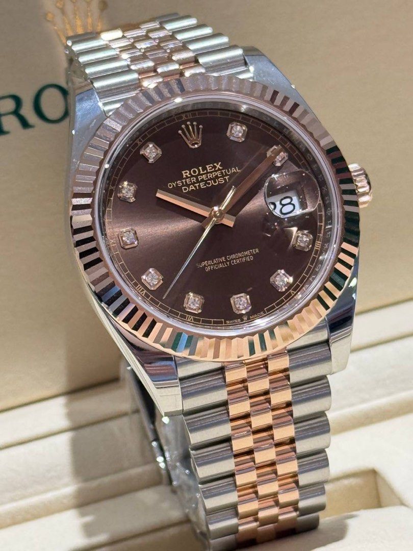 Rolex Datejust 41mm 2tone Everose Gold 126331 Chocolate Diamonds Dial ...