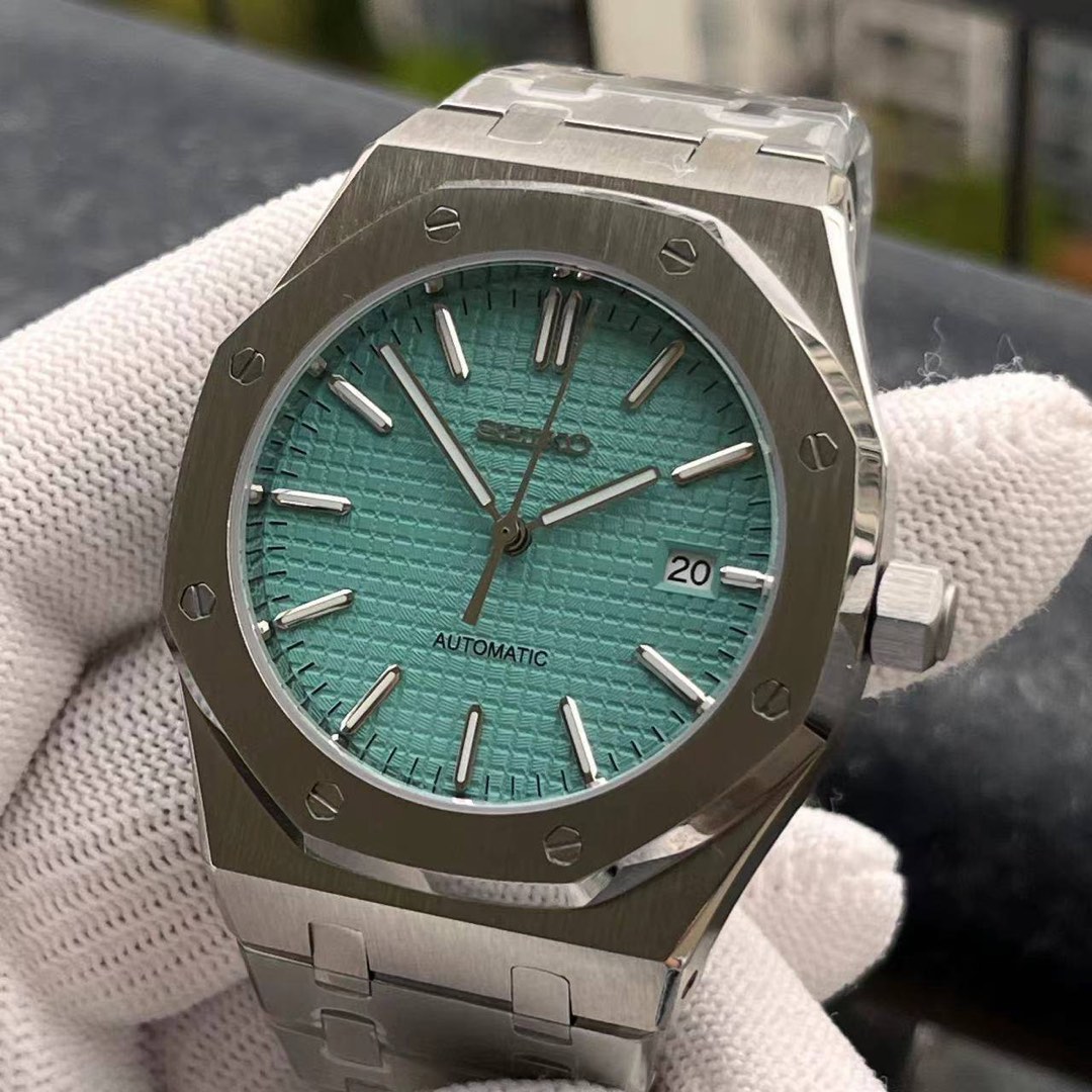 Seiko Royal Oak Mod Tiffany Blue Dial, Men's Fashion, Watches ...
