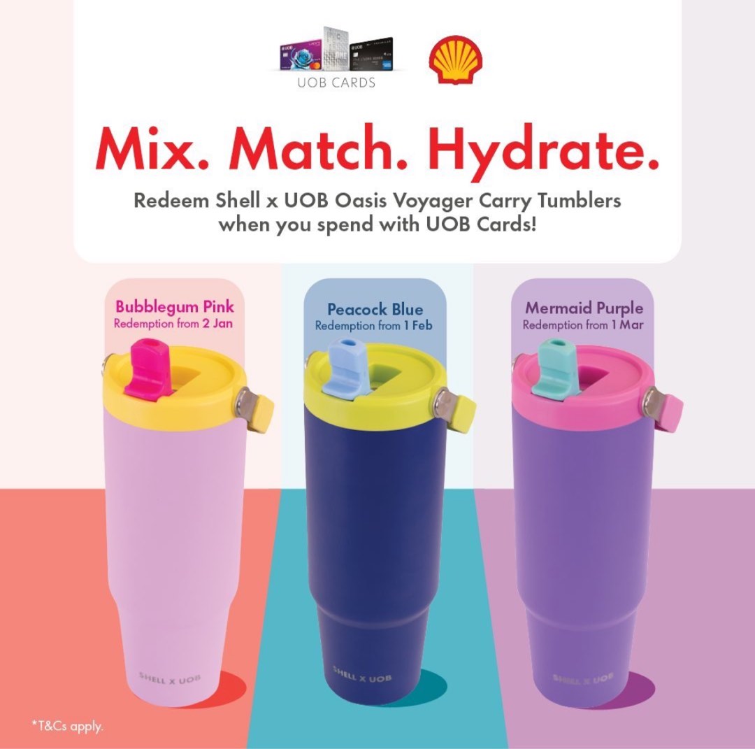 Shell x UOB tumbler in Mermaid Purple, Furniture & Home Living ...