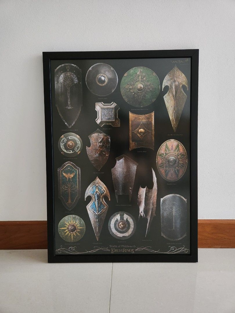 Shields of Middle Earth Poster with Custom Frame (Lord of the Rings ...