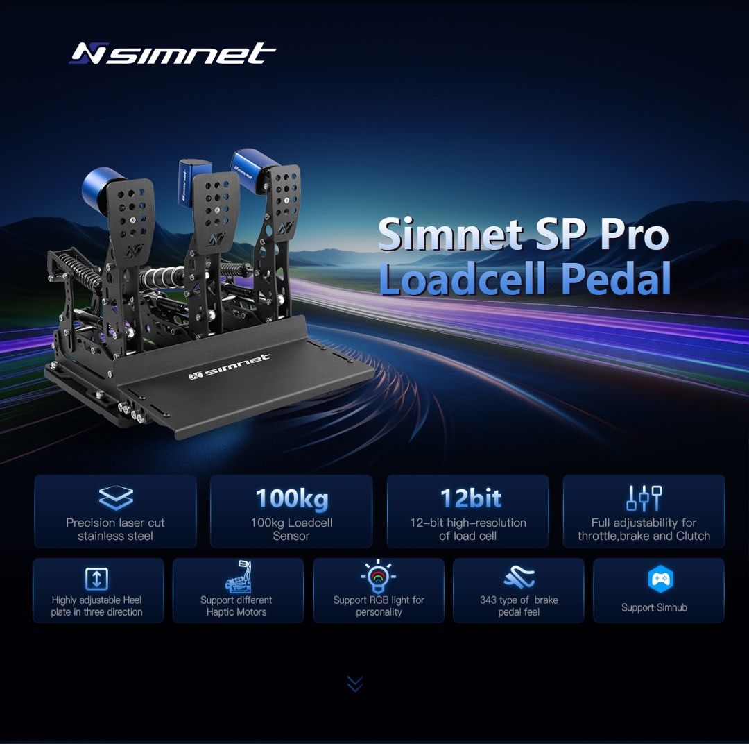 Fanatec Compatible Pedals - Simnet Racing SP Pro Loadcell Pedal (2 & 3-set) Fully Customizable ...