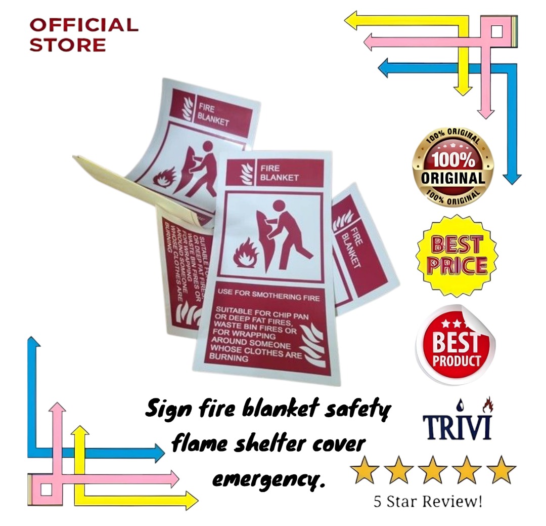 Stiker rambu tanda selimut api kain pelindung panas pemadam api fiber ...