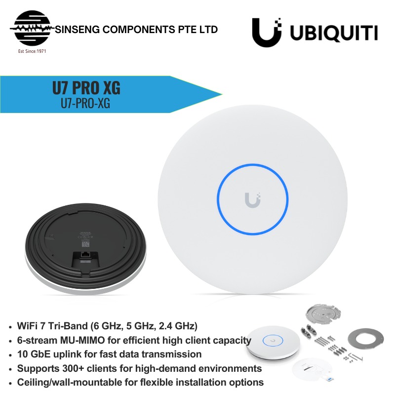 Ubiquiti Unifi U7 Pro XG WiFi 7 Tri-Band Access Point (Lite Mount ...
