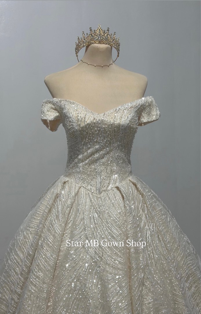 White gown,Wedding gown,Sagala gown, Women's Fashion, Dresses & Sets ...