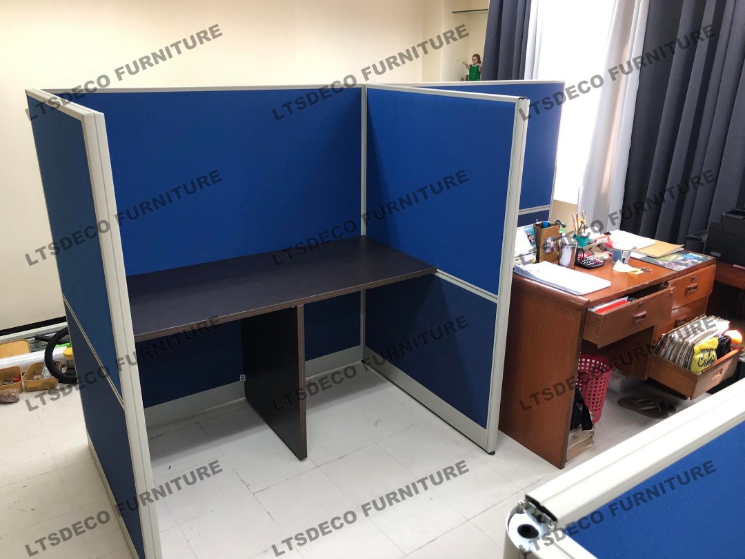 WORKSTATION CUBICLE || BLUE COLOR OFFICE PARTITION || OFFICE FURNITURES ...