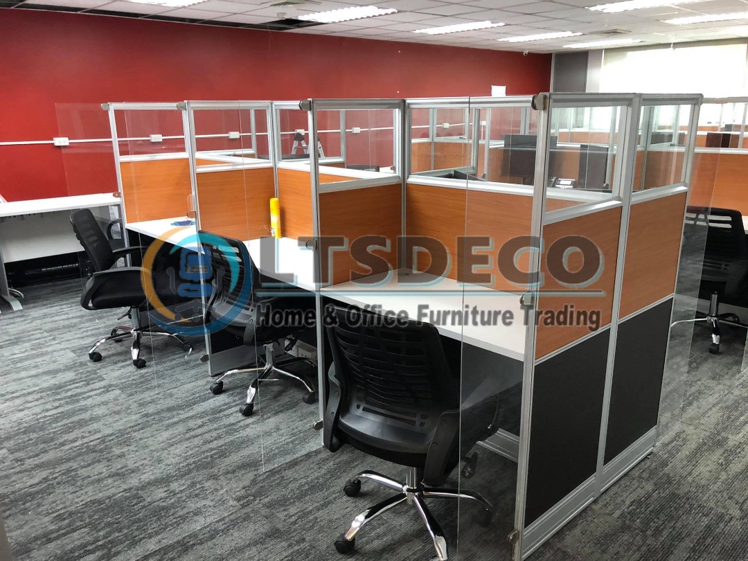 workstation cubicle with glass , office partition , office furniture ...