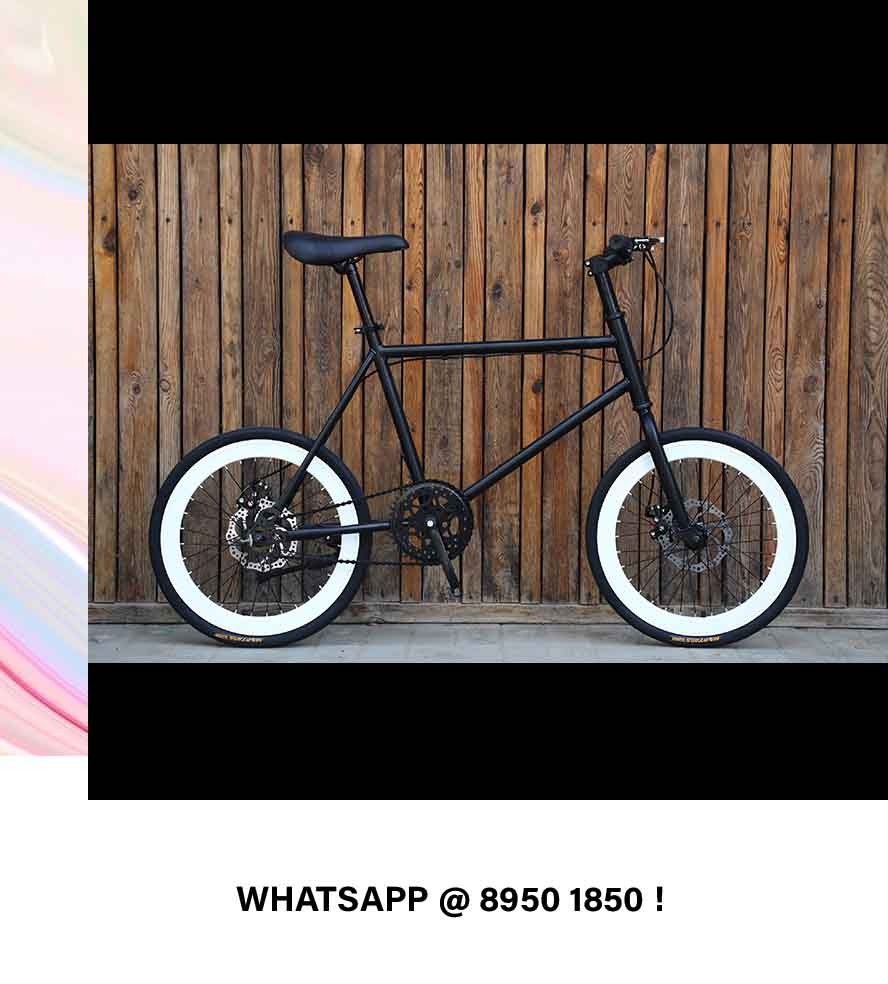 20 Inch 1 Speed MINI VELO [Black-White] Bicycles Fixie Bike Lightweight ...