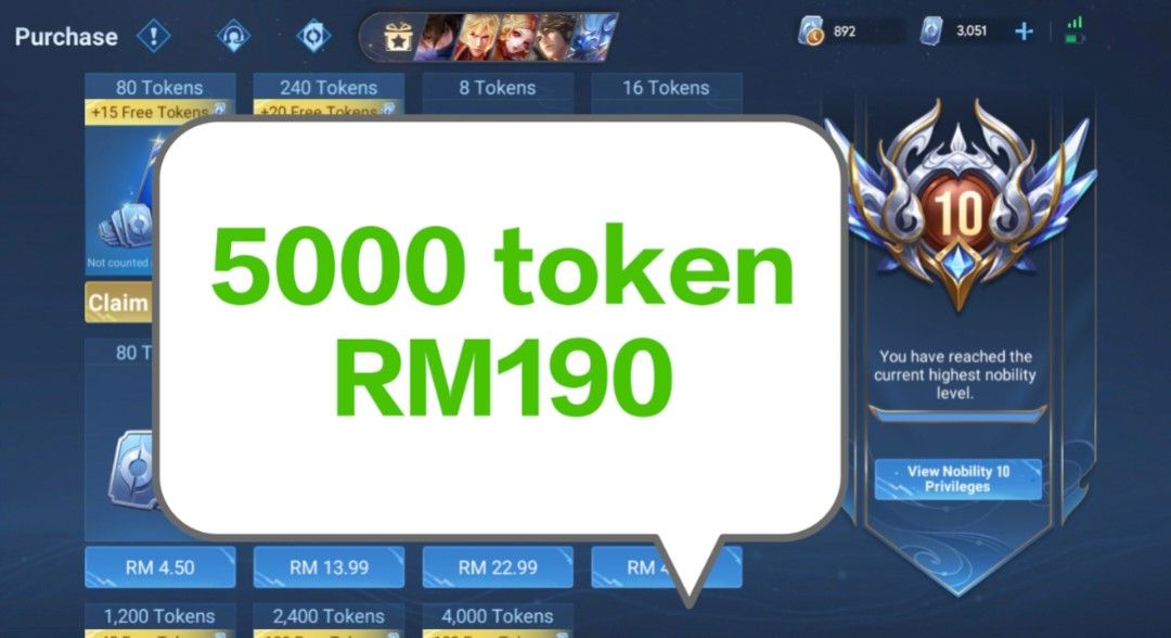 5000+ bonus token +bonus Honor of Kings HOK Nobara Lady Sun gacha, Video Gaming, Video Games ...