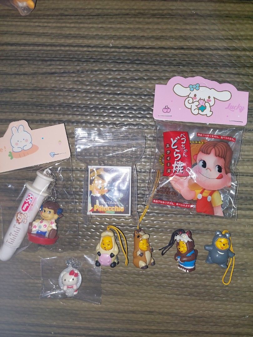 $5 CLEARANCE peko chan pooh pinocchio keychain trinket sanrio disney ...