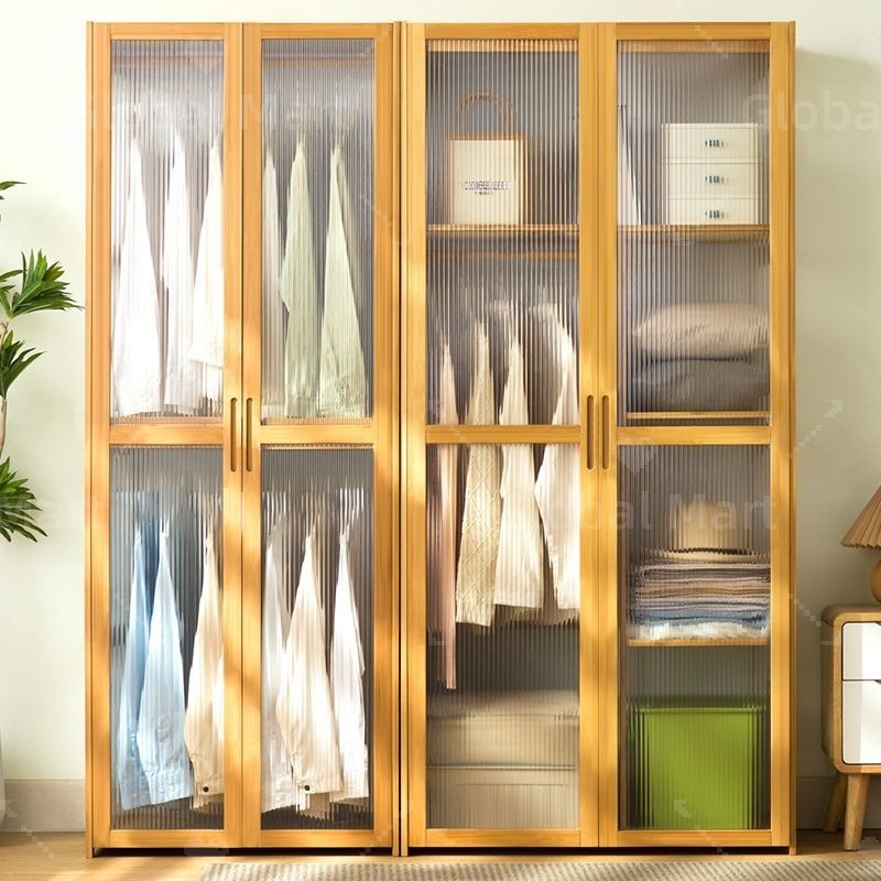 A&1130 Bamboo Wardrobe Acrylic Transparent Wardrobe Simple Bedroom ...