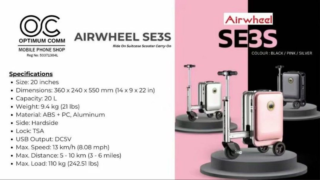 Airwheel Luggage Scooter Cabin Size | Airwheel SE3S | Airwheel Battery ...
