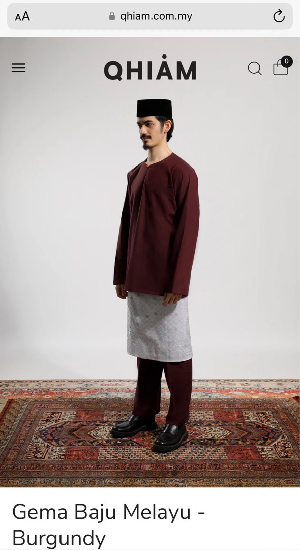 BAJU MELAYU TELUK BELANGA (QHIAM) - BURGUNDY, Men's Fashion, Muslim Wear, Baju Melayu on Carousell