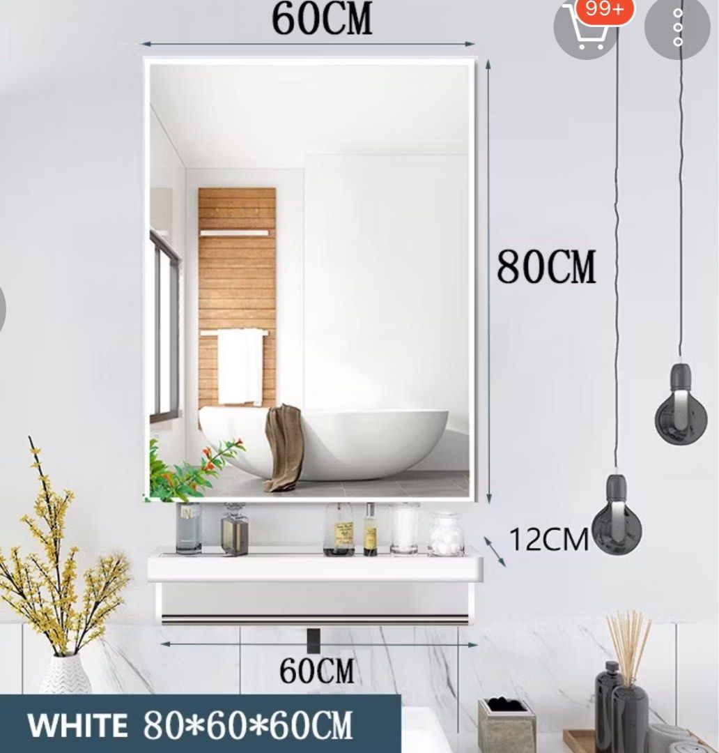 Bathroom Mirror 60 cm x 80 cm, Furniture & Home Living, Bathroom ...