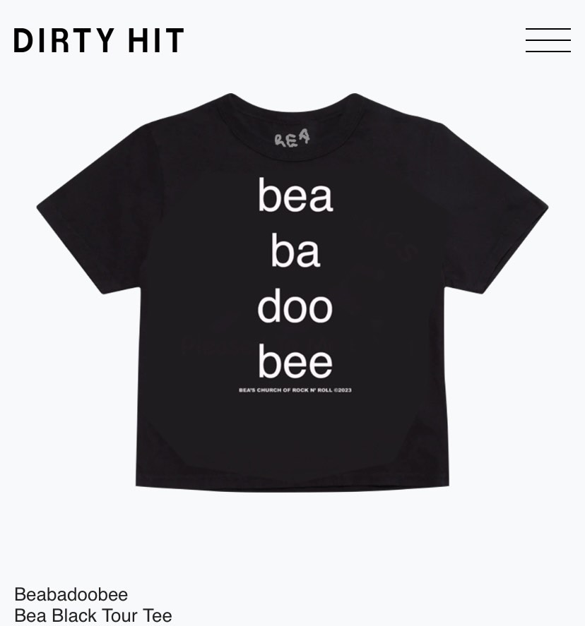 Beabadoobee Official Merchandise Bea's Church of Rock n' Roll Black ...