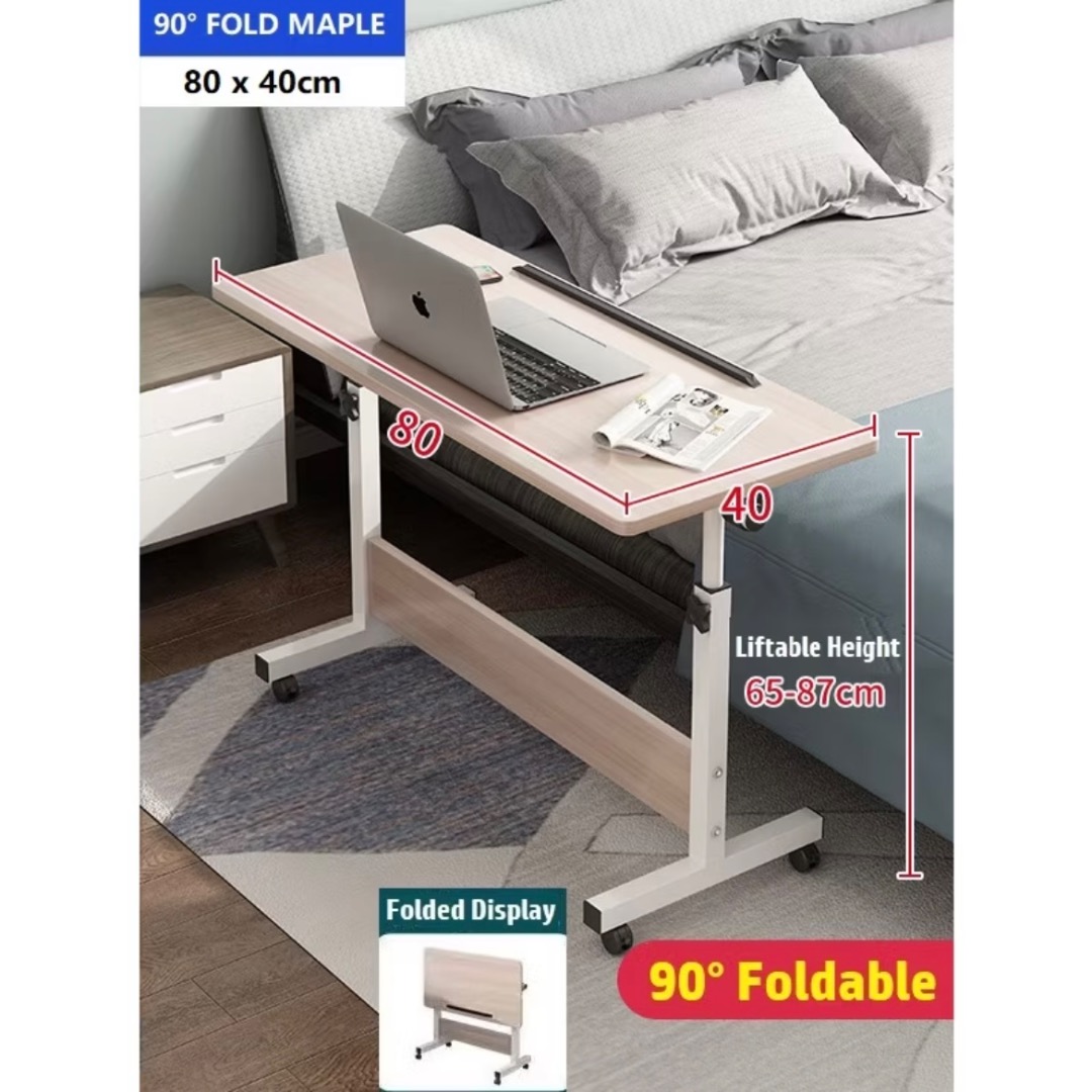Bedroom Side Wooden Laptop Desk | Height Adjustable Bedside Work Table ...
