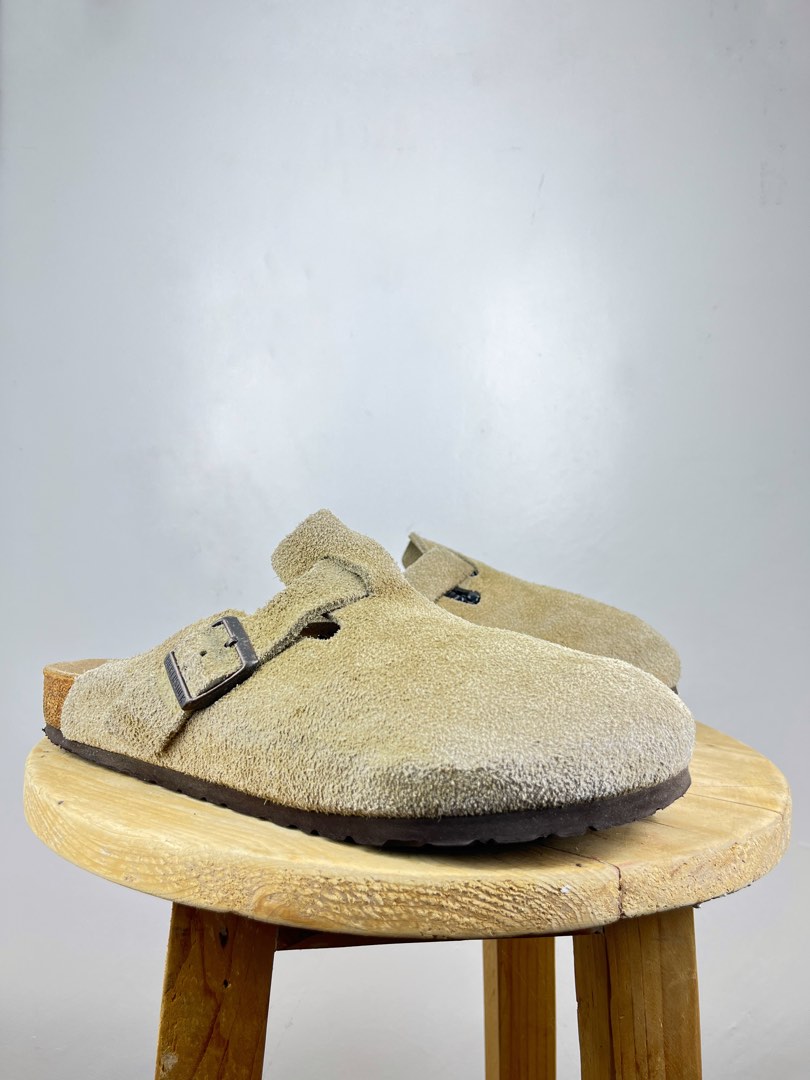 Birkenstock Boston Clogs Taupe Suede, Men's Fashion, Activewear on ...