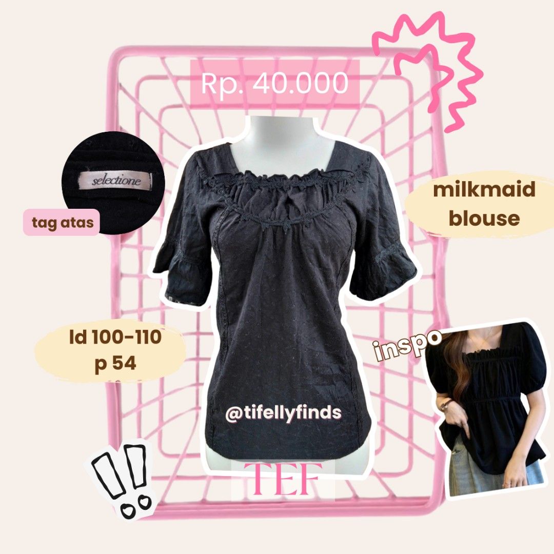 black milkmaid blouse katbol dark emo coquette cutecore fairy ...