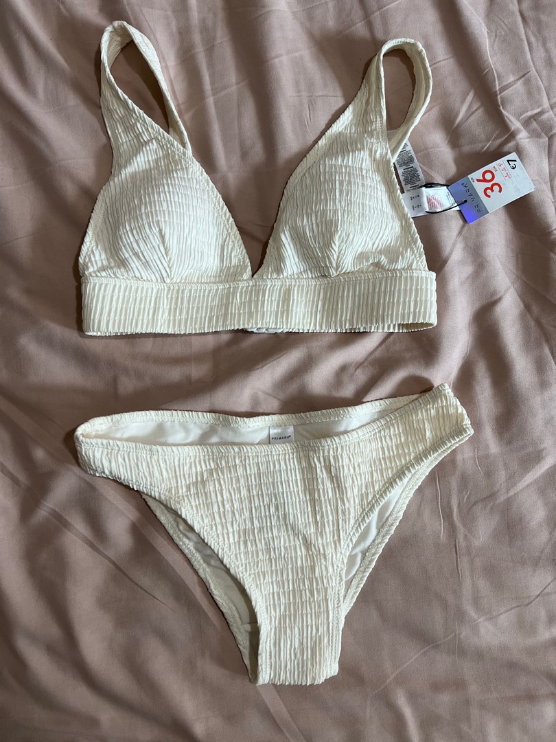 cute smock detail white bikini, Women's Fashion, Swimwear, Bikinis ...