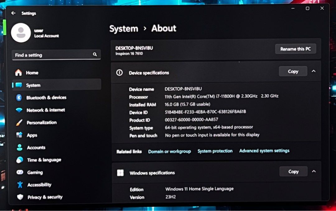 Dell Gaming Laptop i7 11GEN RTX 3050 3K Display Resolution , Computers ...