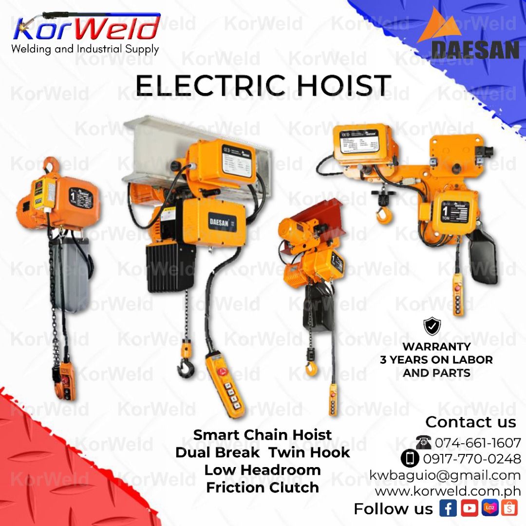 Electric Hoist - Smart Chain Hoist, Dual Break, Twin Hook, Low Headroom ...