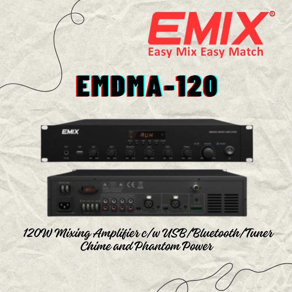 EMIX EMDMA-120 / EMDMA-250 Mixing Amplifier c/w USB/Bluetooth/Tuner ...