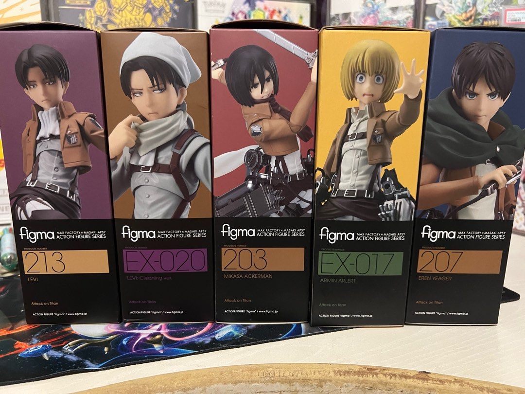 Figma entire set of attack on titan - eren yaeger, armin, mikasa, Levi ...