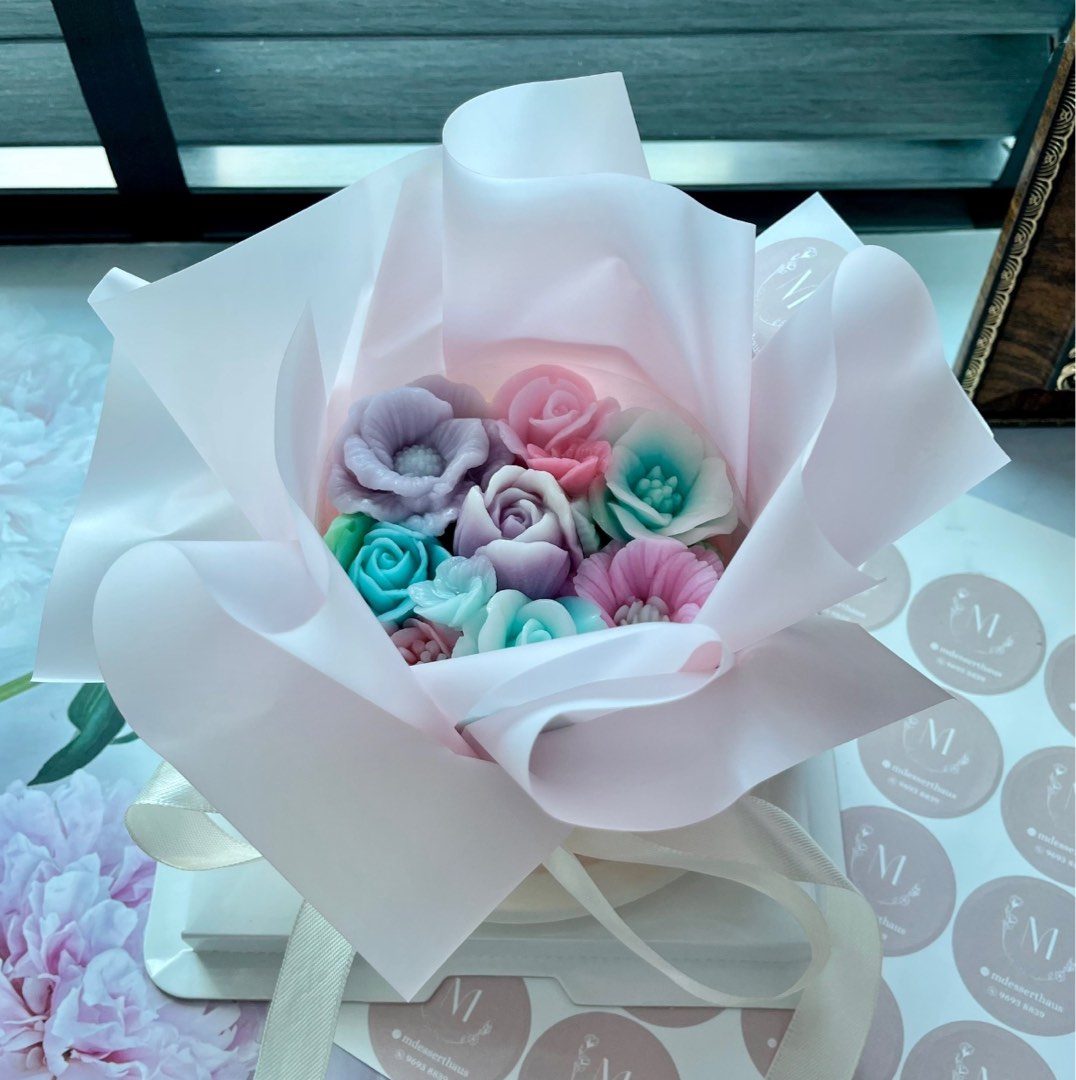 Flower bouquet agar jelly cake | Agar Agar Cake with fruits, Food ...