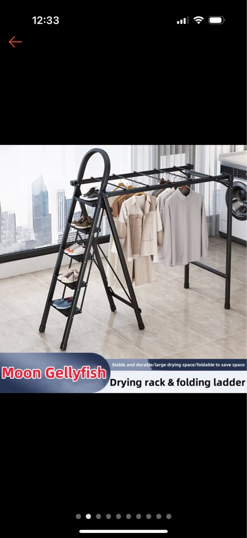 Foldable ladder with laundry clothes dryer rack, Furniture & Home ...