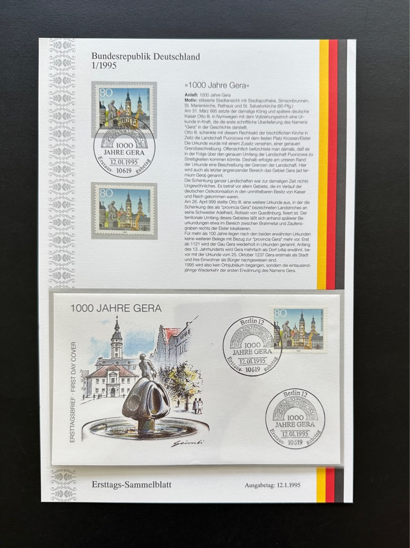 Germany, 1995 FDC Stamp, Hobbies & Toys, Memorabilia & Collectibles ...