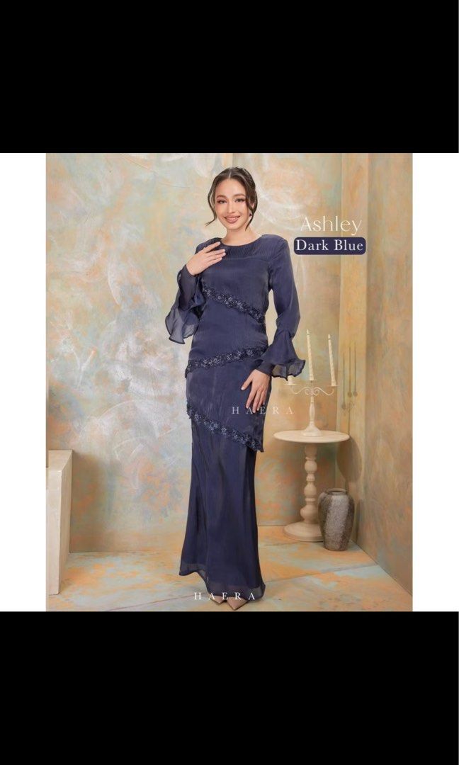 Haera 2025 ashley dark blue, Women's Fashion, Muslimah Fashion, Baju ...