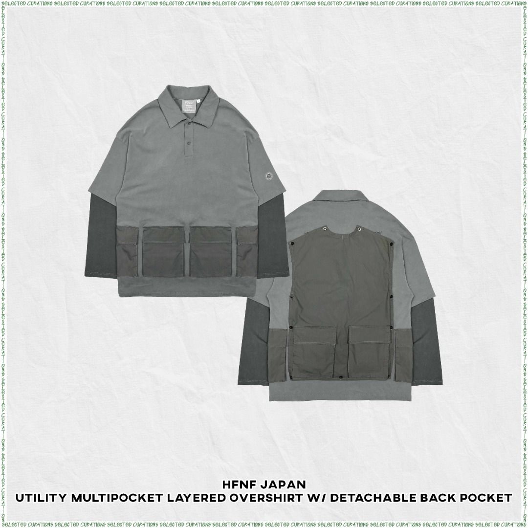 HFNF JAPAN UTILITY MULTIPOCKET LAYERED OVERSHIRT W/ DETACHABLE BACK ...