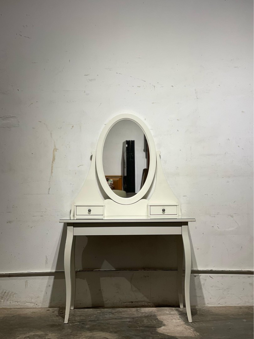 IKEA Hemnes Dressing Table with Oval Mirror, Furniture & Home Living ...