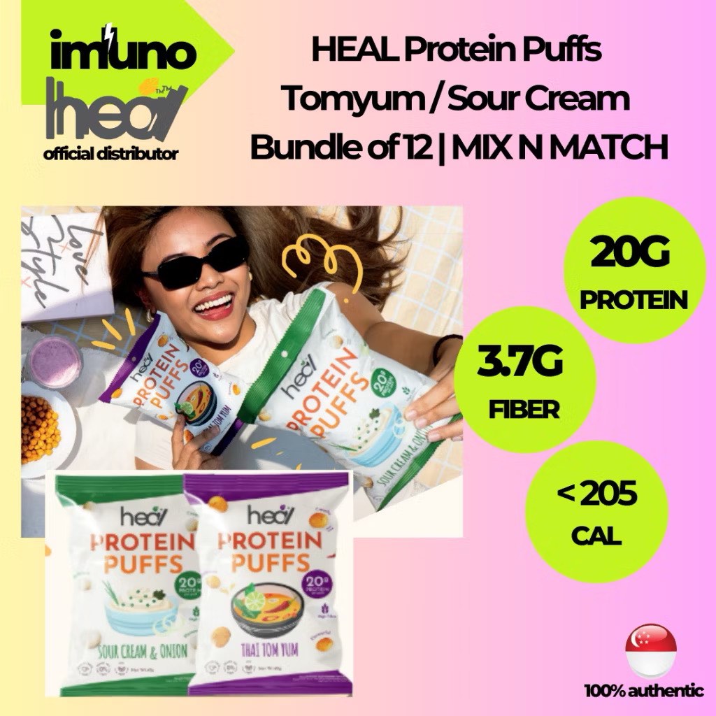 [Imuno] Heal Protein Puffs Tomyum / Sour Cream Bundle of 12 High ...