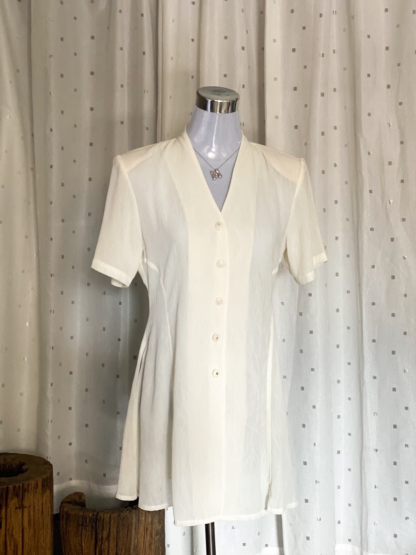 Korean White Formal Button Up Dress, Women's Fashion, Dresses & Sets ...