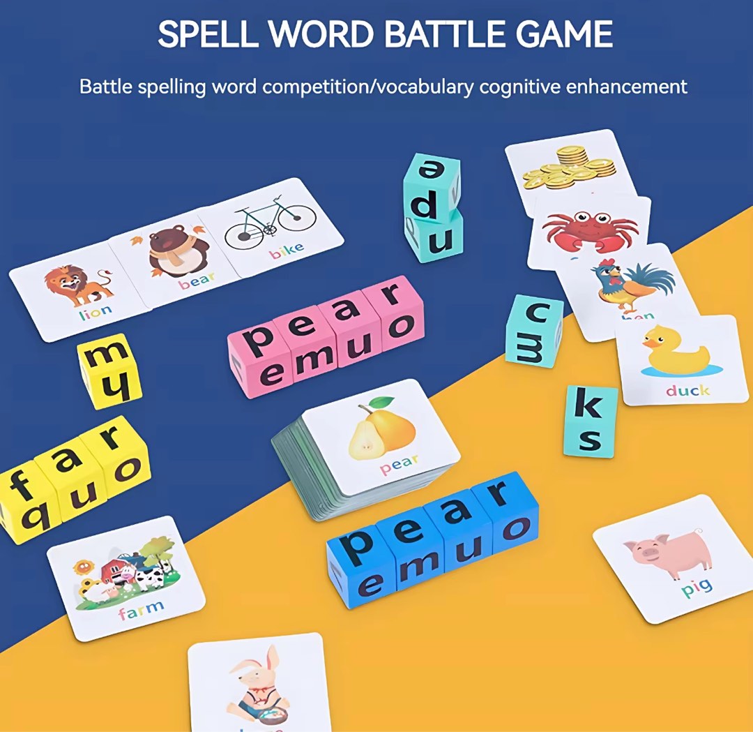 Letter Spelling Block Flash Cards Game English Words Early Learning ...