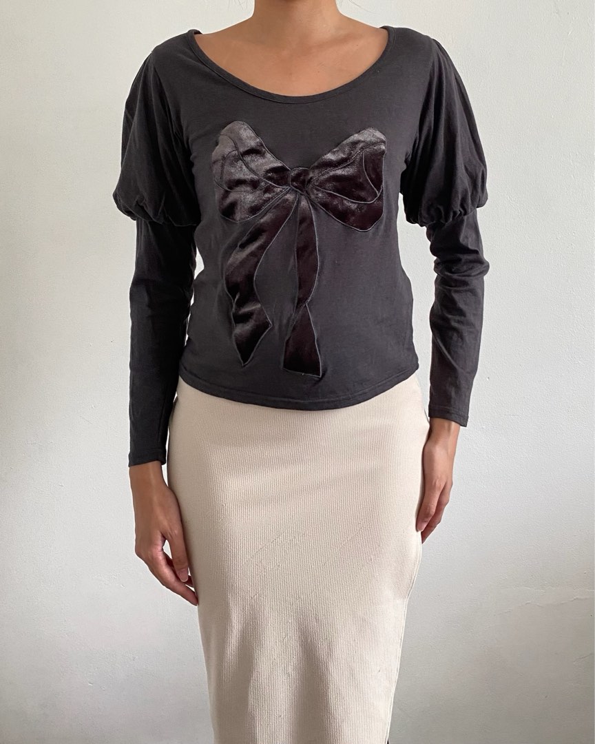 Liz Liza Ribbon Top, Women's Fashion, Tops, Blouses on Carousell