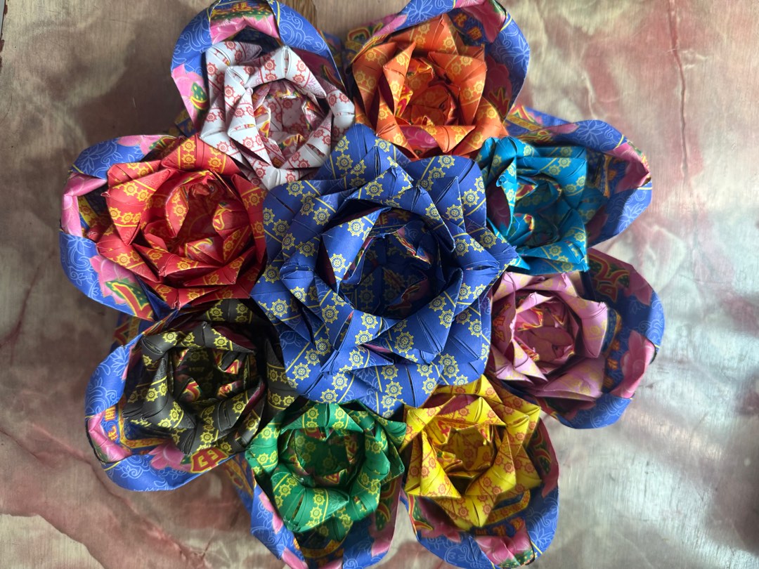 Lotus handmade Great Compassion Mantra Nine-Color Lotus Paper ...