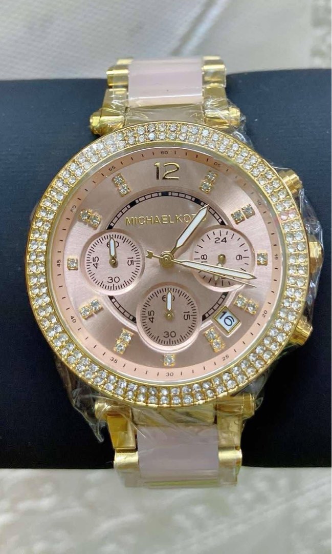 MK PARKER ACETATE GOLD DIAL W STONE AUTHENTIC WATCH, Women's Fashion ...
