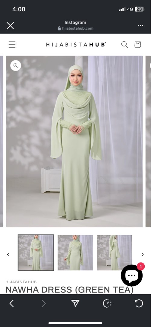 Nawha dress hijabistahub ( green tea / mint green ), Women's Fashion ...
